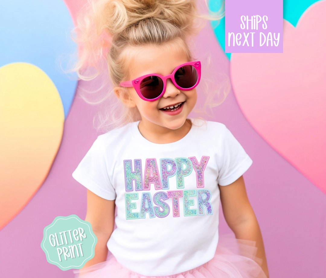 Girls Easter Bunny Shirt Glitter Kids Easter Shirts for Toddlers, Kids ...