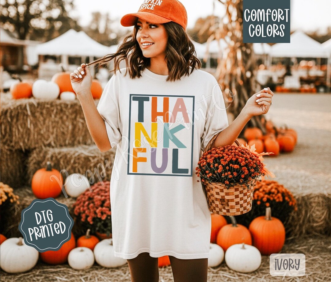 Thankful Shirt Comfort Colors®, Thanksgiving Sweatshirt, Cute Fall ...
