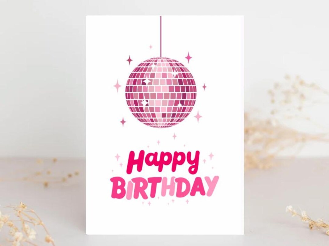 Pink Disco Ball Birthday Card: Retro 70s Party Vibes - Etsy