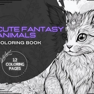12 Cute Fantasy Animals Coloring Page, Adults Kids Instant Download ...