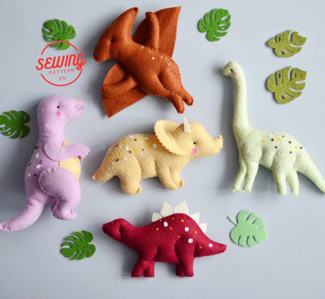 Set of 5 Dinosaur Sewing Patterns: T. Rex, Stegosaurus, Triceratops ...