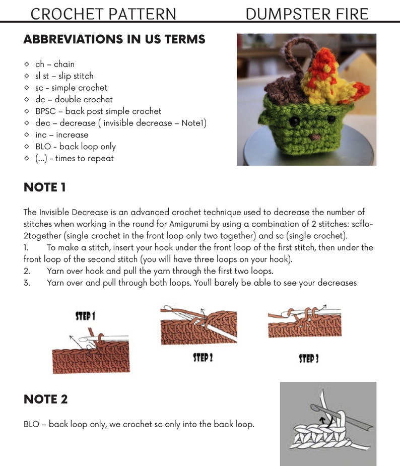 The Dumpster Fire Amigurumi Pattern - Etsy