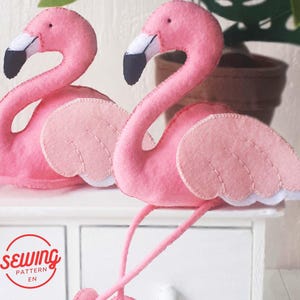 Flamingo Soft Toy Pattern - Hand Sewn Felt Animal - DIY Nursery Decor ...
