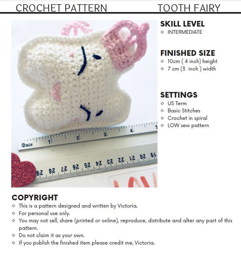 Amigurumi Tooth Fairy Pattern (PDF) With Special Moment Certificate ...