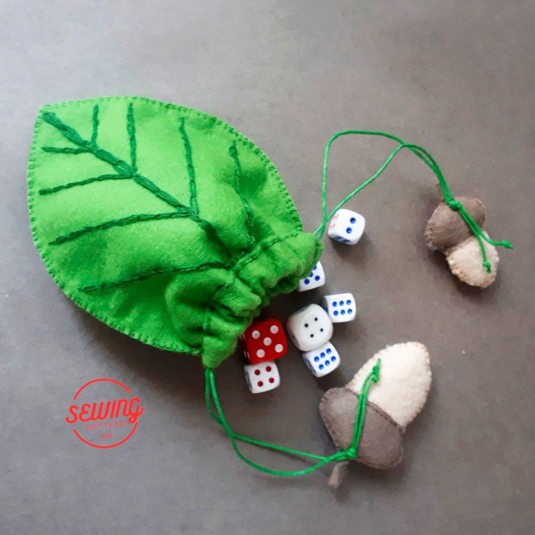 Leaf Dice Bag Tutorial: Hand-sewn Felt Pouch Pattern (PDF) - Etsy