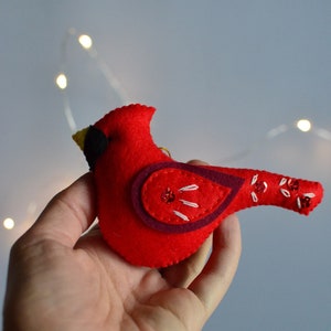 Cardinal Christmas Ornament Sewing Pattern - DIY Felt Bird - Etsy