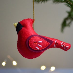Cardinal Christmas Ornament Sewing Pattern - DIY Felt Bird - Etsy