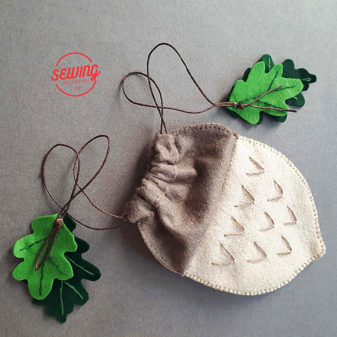 Acorn Dice Bag Tutorial - Pattern Drawstring Pouch- Hand-sewn Felt Bag ...