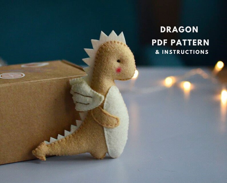 Dragon Felt PDF Pattern DIY Animal Felt Toys, Baby Mobile, Garland, Nursery Decor, Baby Shower ...