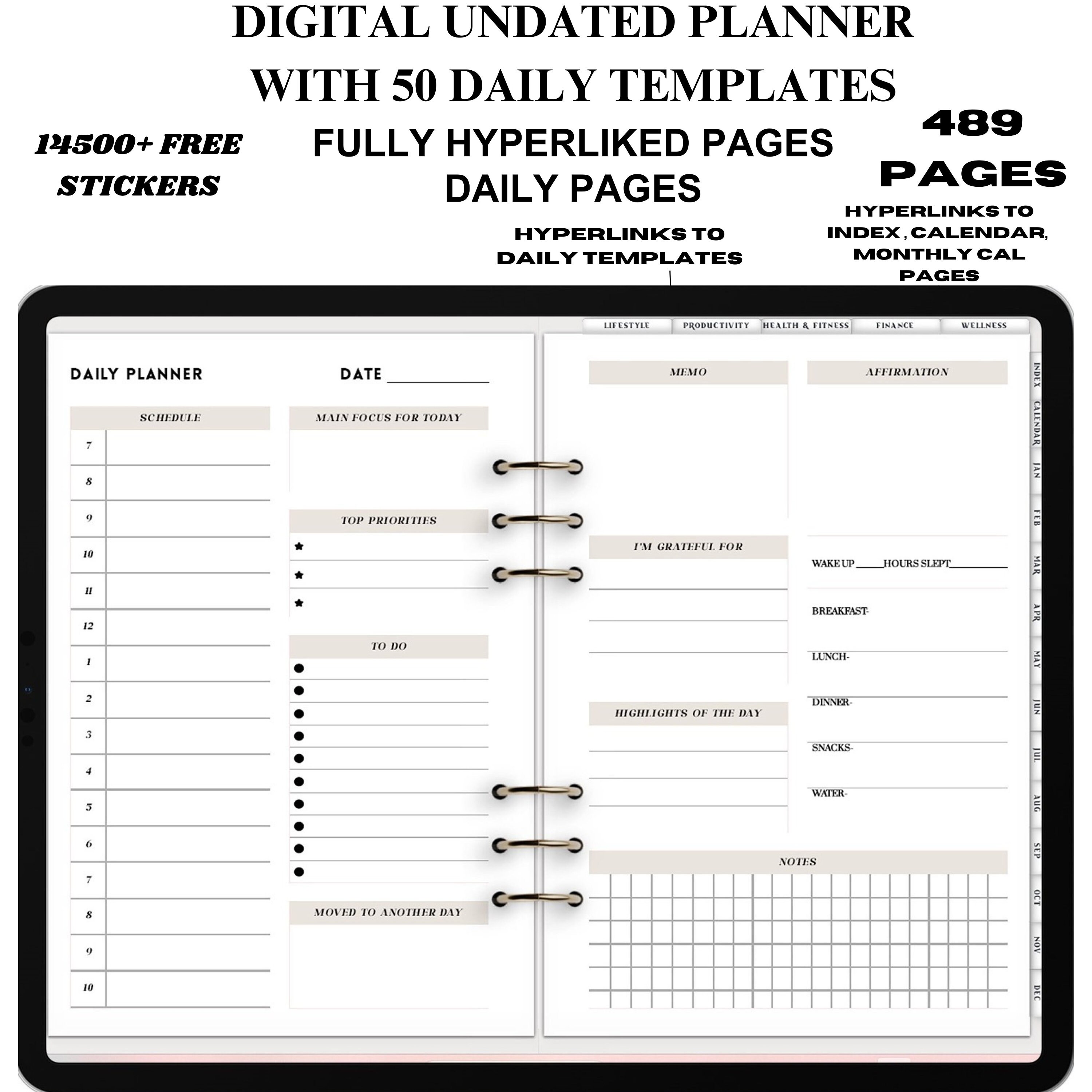Digital 2024 Undated Planner Goodnotes Hyperlinked Adhd iPad Daily ...