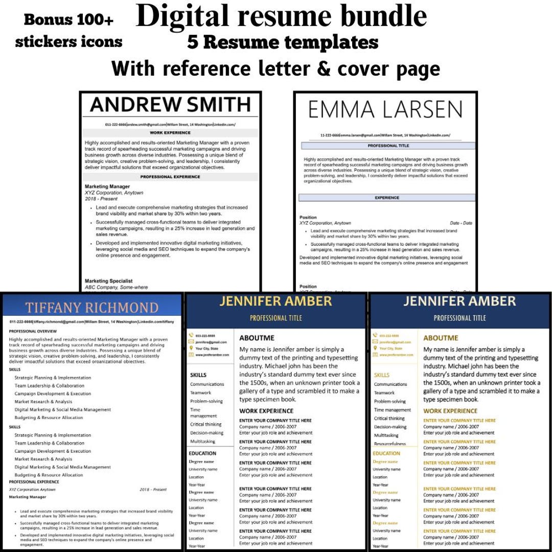 Resume Bundle Ats Friendly Clean Resume Template Simple Resume Cv ...