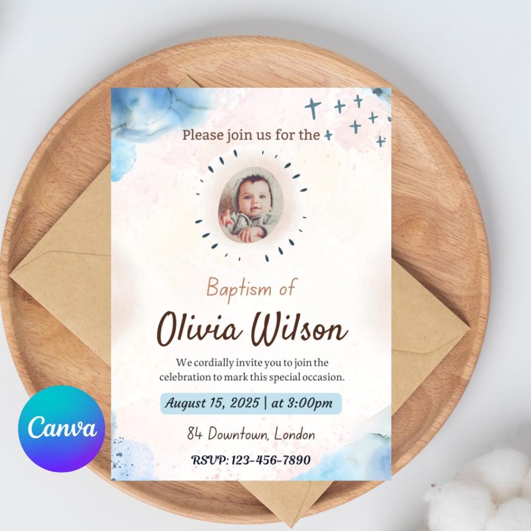 Simple Baptism Invitation Template Instant Download Minimalist ...