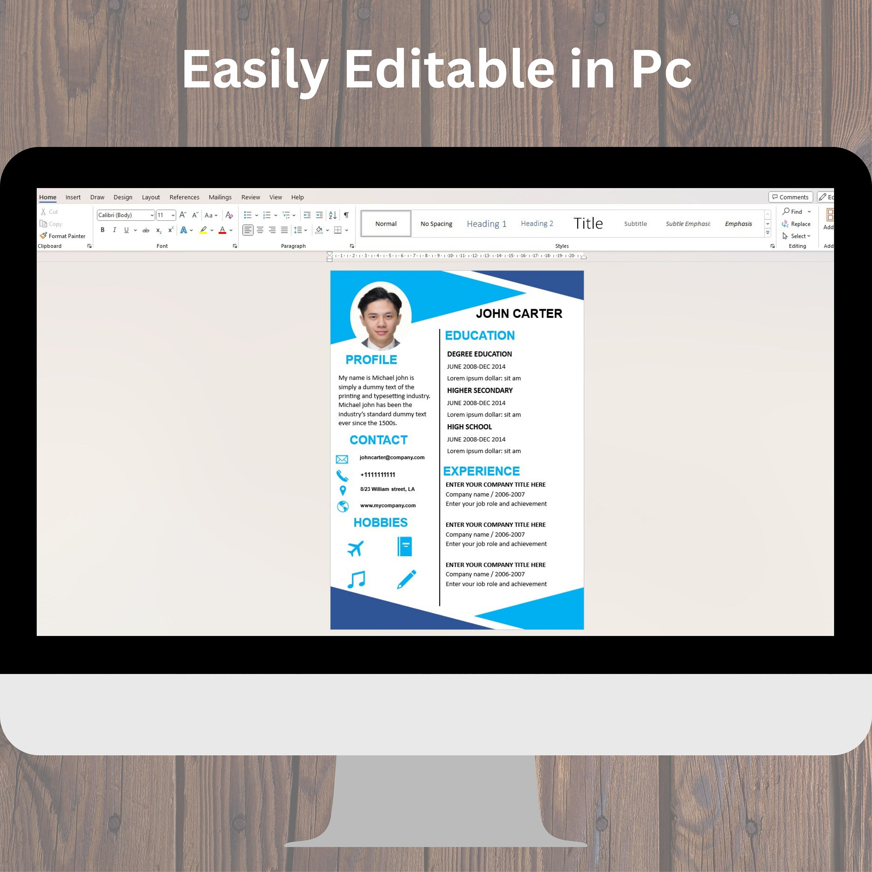 Resume Template Word, Pages, Google Docs, Professional Resume Template ...