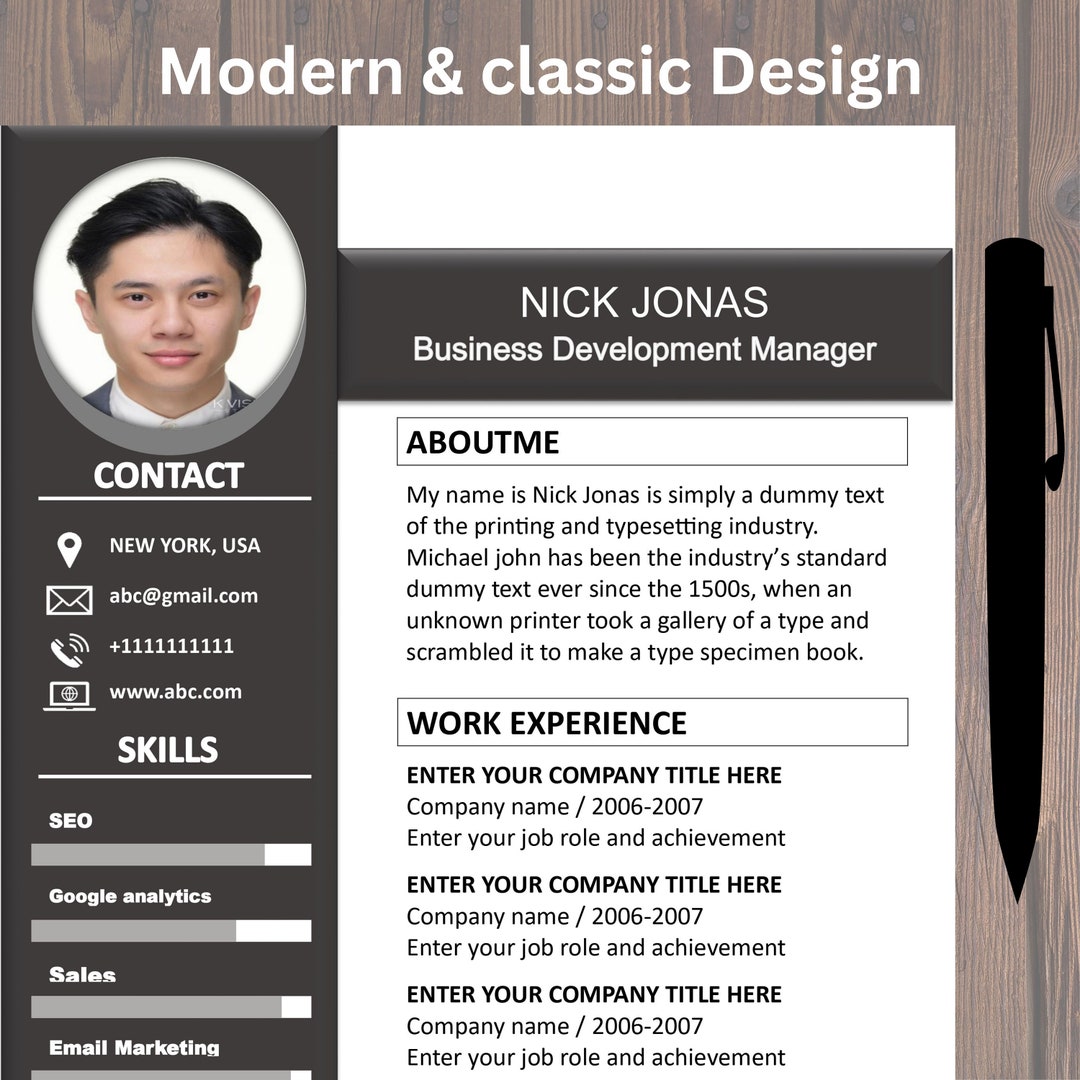 Modern Resume Template in Dark Brown Color in Classic Design for MS ...