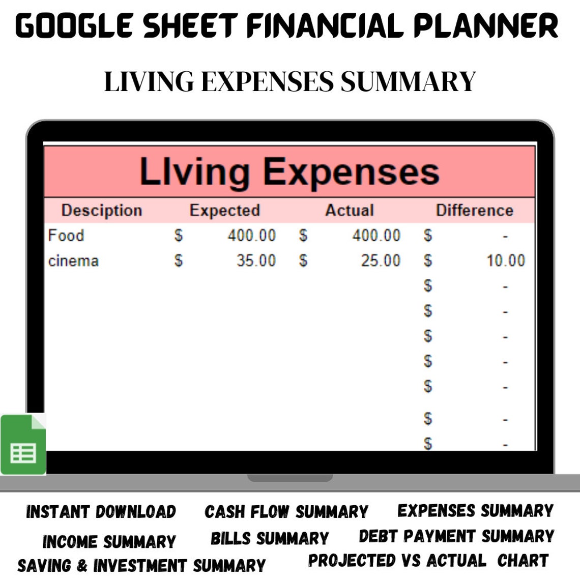 Google Sheet Financial Tracker All in One Budget Template Spreadsheet ...