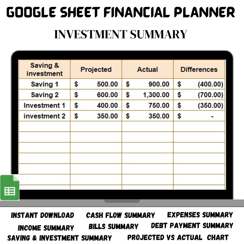 Income Tracker Spreadsheet All in One Financial Planner Expense Tracker ...