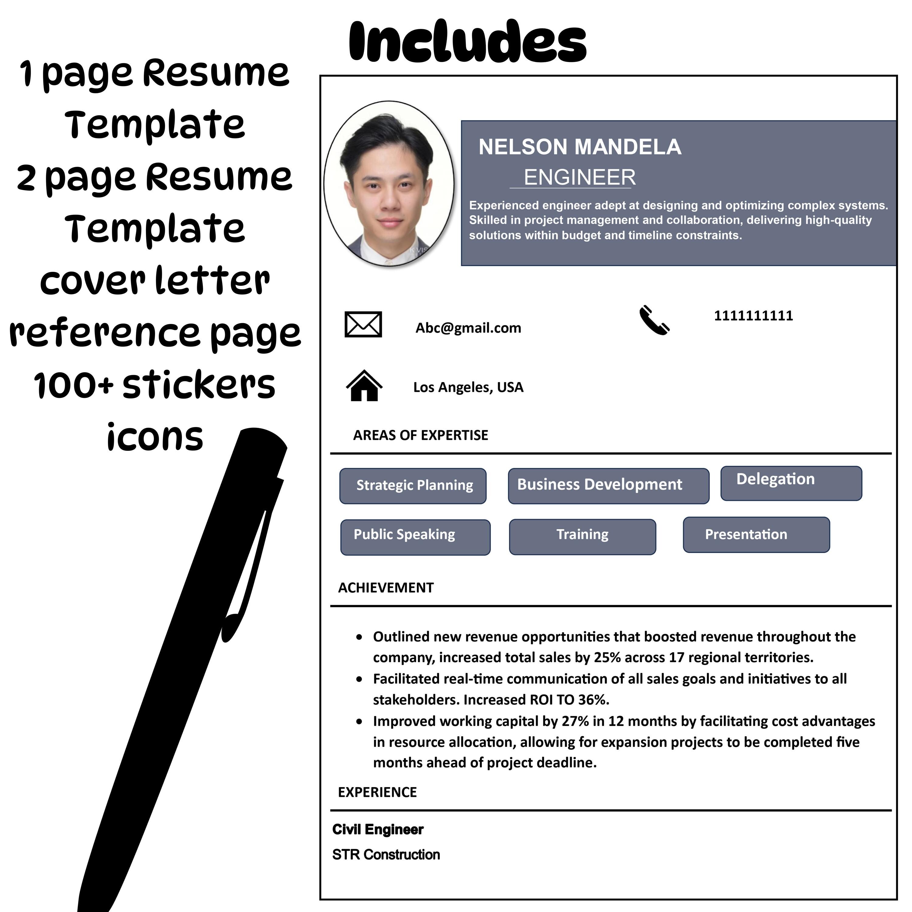Modern Resume Template With Classic Design for MS Word, Google Docs ...