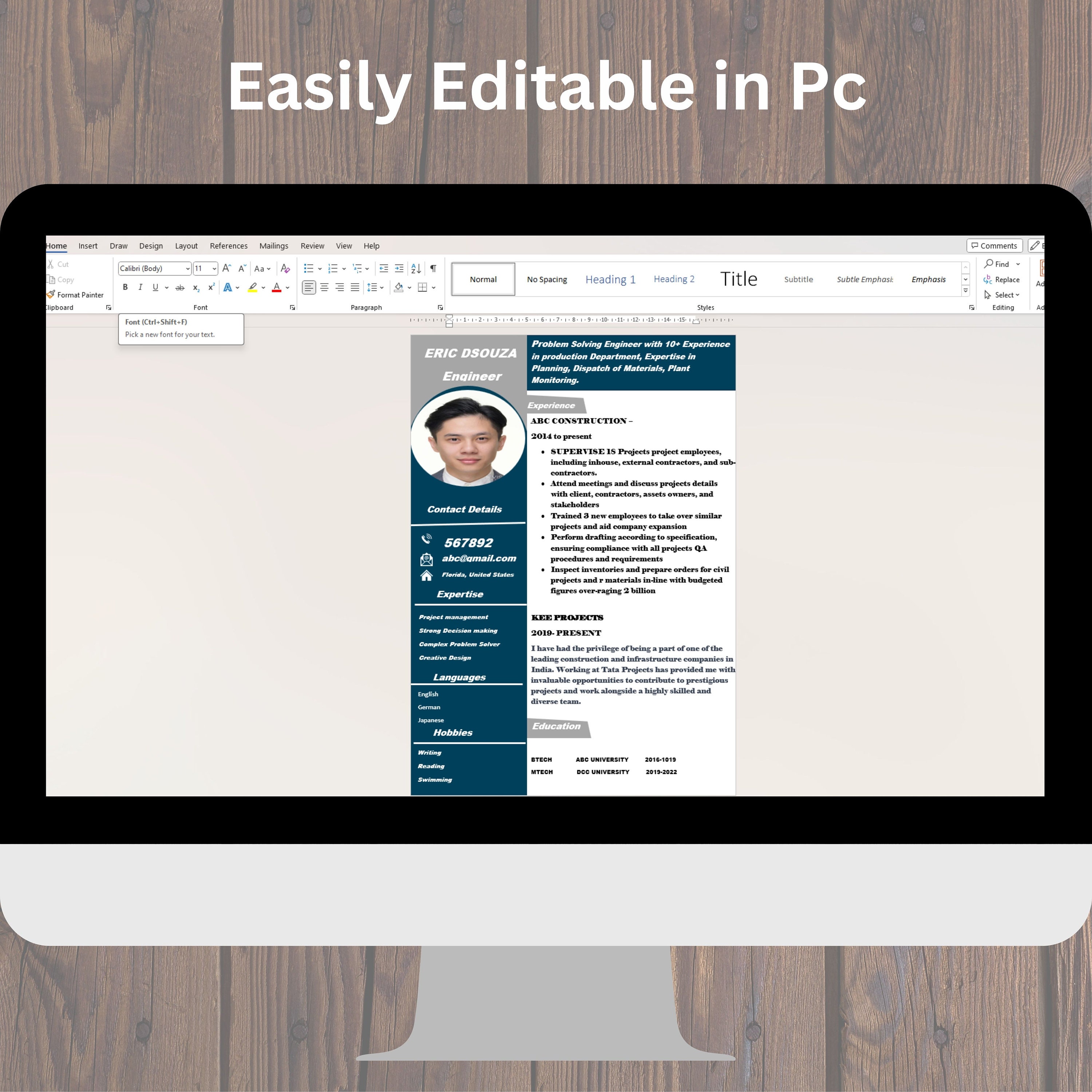 Minimalist Resume Template Word Clean CV Template Seasonal Design Job ...