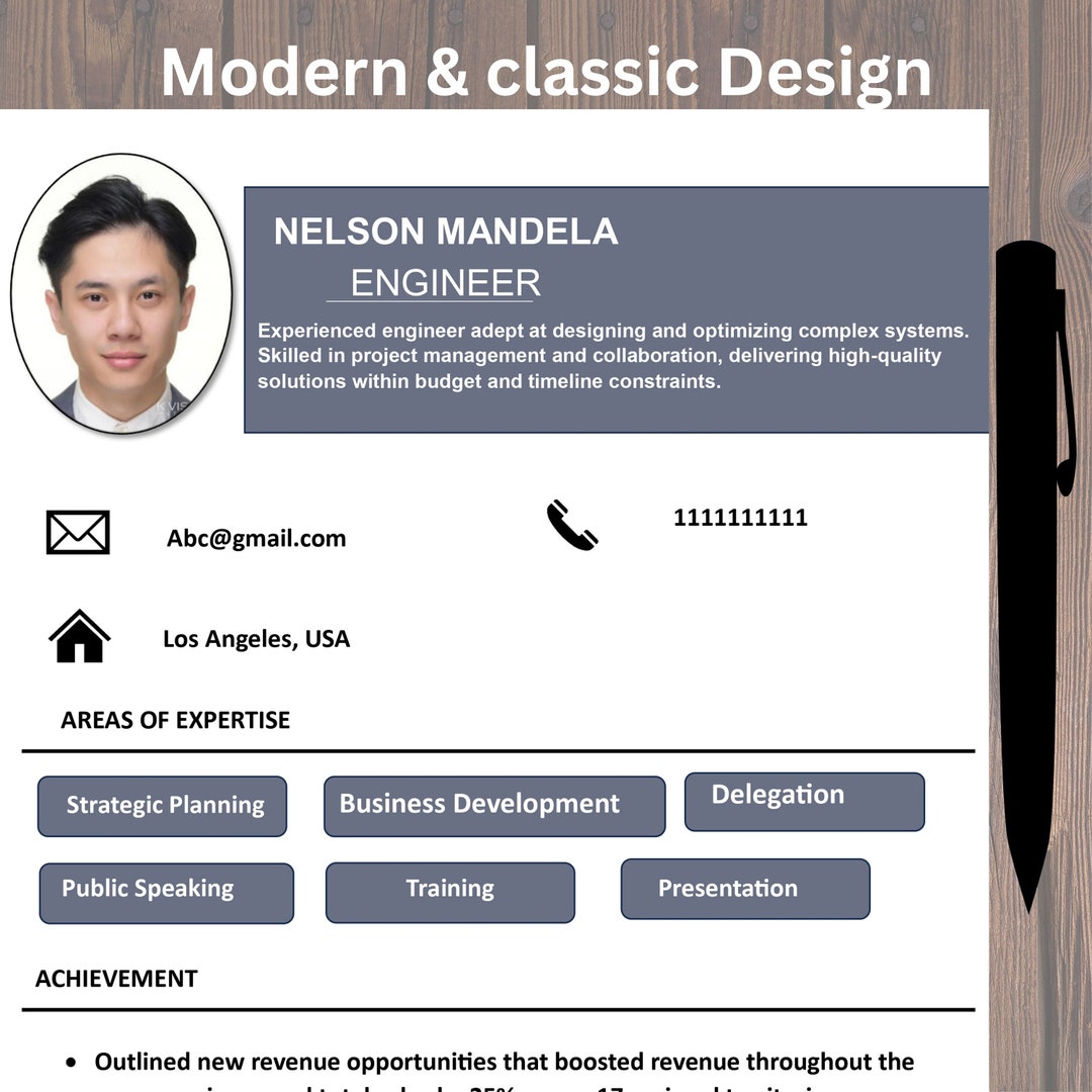 Modern Resume Template With Classic Design for MS Word, Google Docs Ats ...