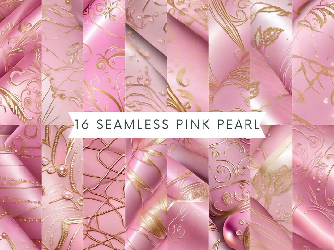 16 Pink Pearl Digital Paper, Seamless Pearl Backgrounds With Silk and ...