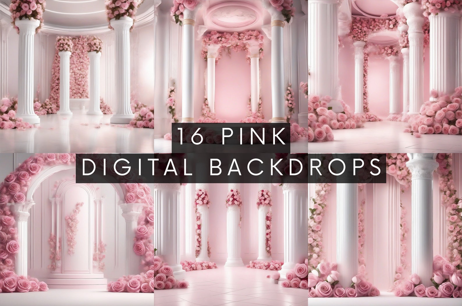 Studio Backdrop Overlay Photography Backdrop Pink Roses Background ...