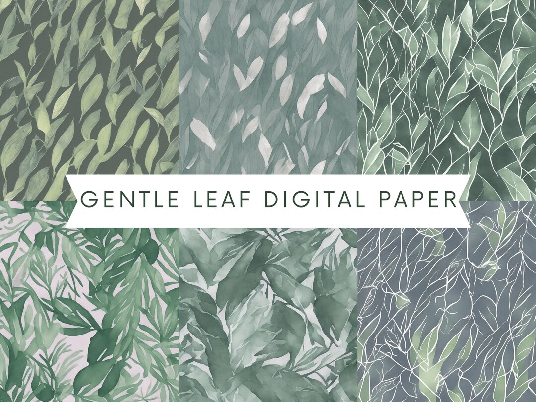 Gentle Leaf Digital Paper Watercolor Scrapbook Papers Seamless Patterns ...