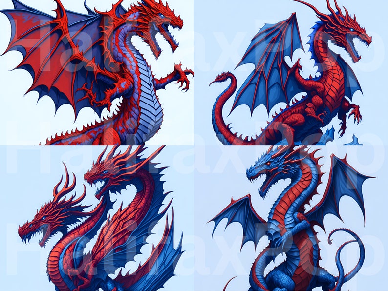 Majestic Red and Blue Ice Dragon Clipart 16 High Quality Jpgs ...