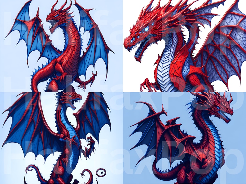 Majestic Red and Blue Ice Dragon Clipart 16 High Quality Jpgs ...