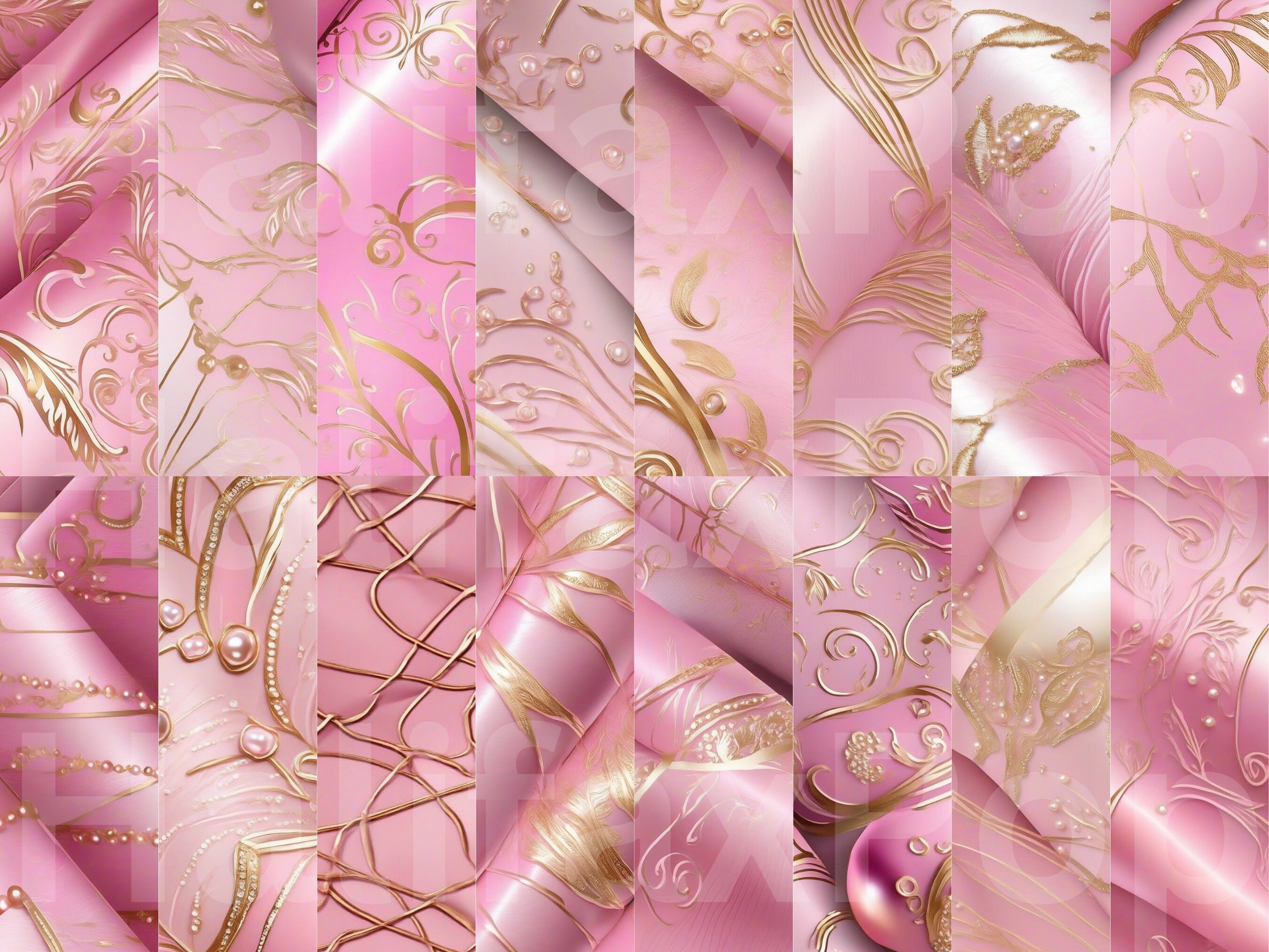 16 Pink Pearl Digital Paper, Seamless Pearl Backgrounds With Silk and ...