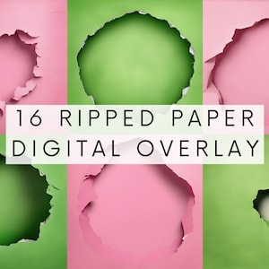 16 Colorful Ripped Paper Backdrops, Ripped Paper Overlay, Maternity ...