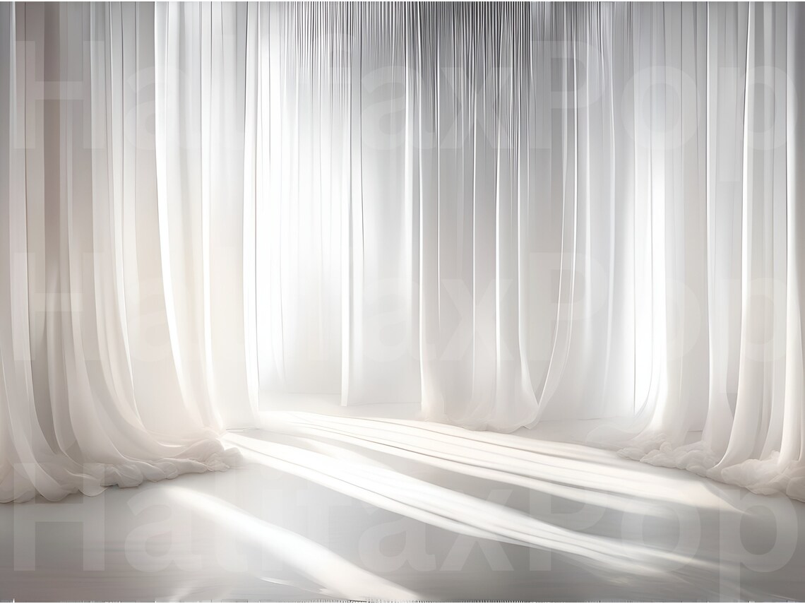 50 Illuminated Curtains Overlays Digital White Curtain Photo Backdrop ...