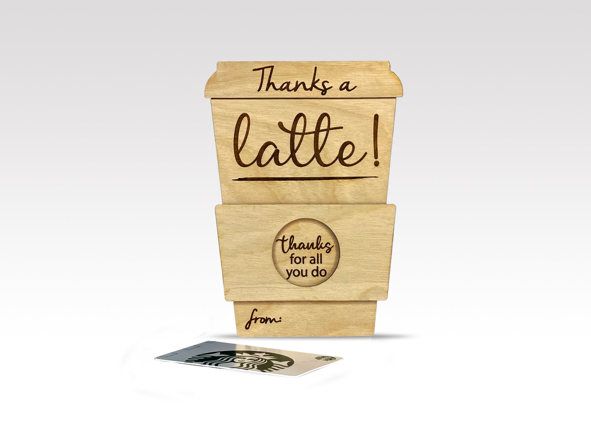 Thanks a Latte and Cup of Gratitude Wooden Gift Card Holders - Etsy