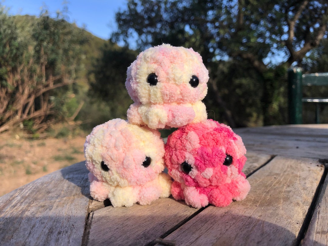 Handmade Crochet Fluffy Octopus keychain Option Available - Etsy