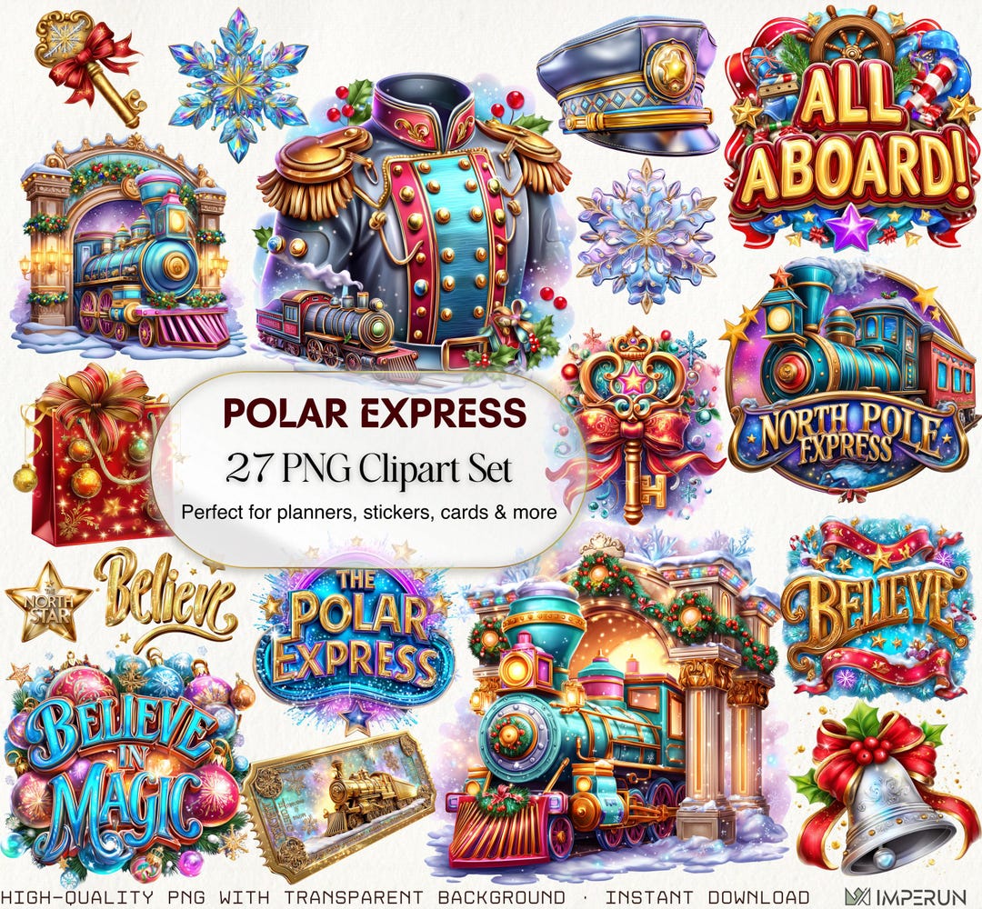 Polar Express Clipart Set, Christmas Train, North Pole (27 PNG) - Etsy