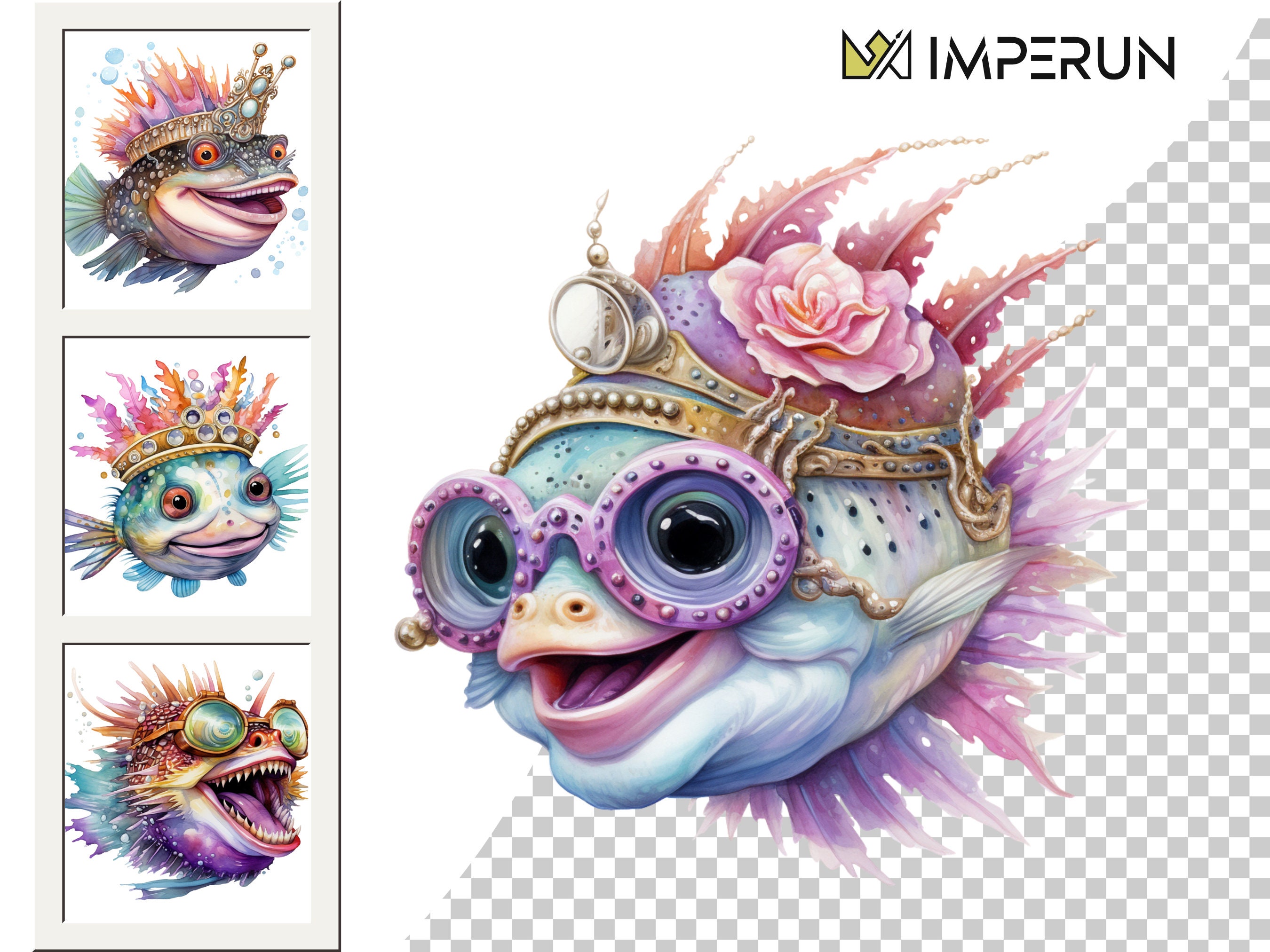 Puffer Fish, Funny Fish Clipart, Watercolor Puffer PNG, Fishing ...