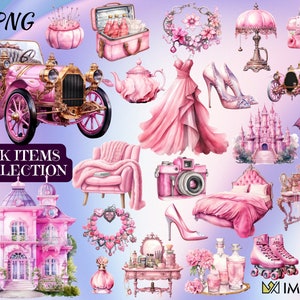 Vintage Pink Items, Pink Items Collection, Barbie-inspired, Watercolor ...