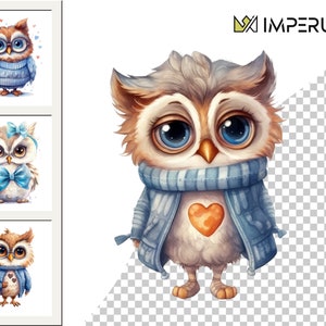 Cute Owl Clipart, Watercolor Owl, Whimsical Owls, Commercial Use ...