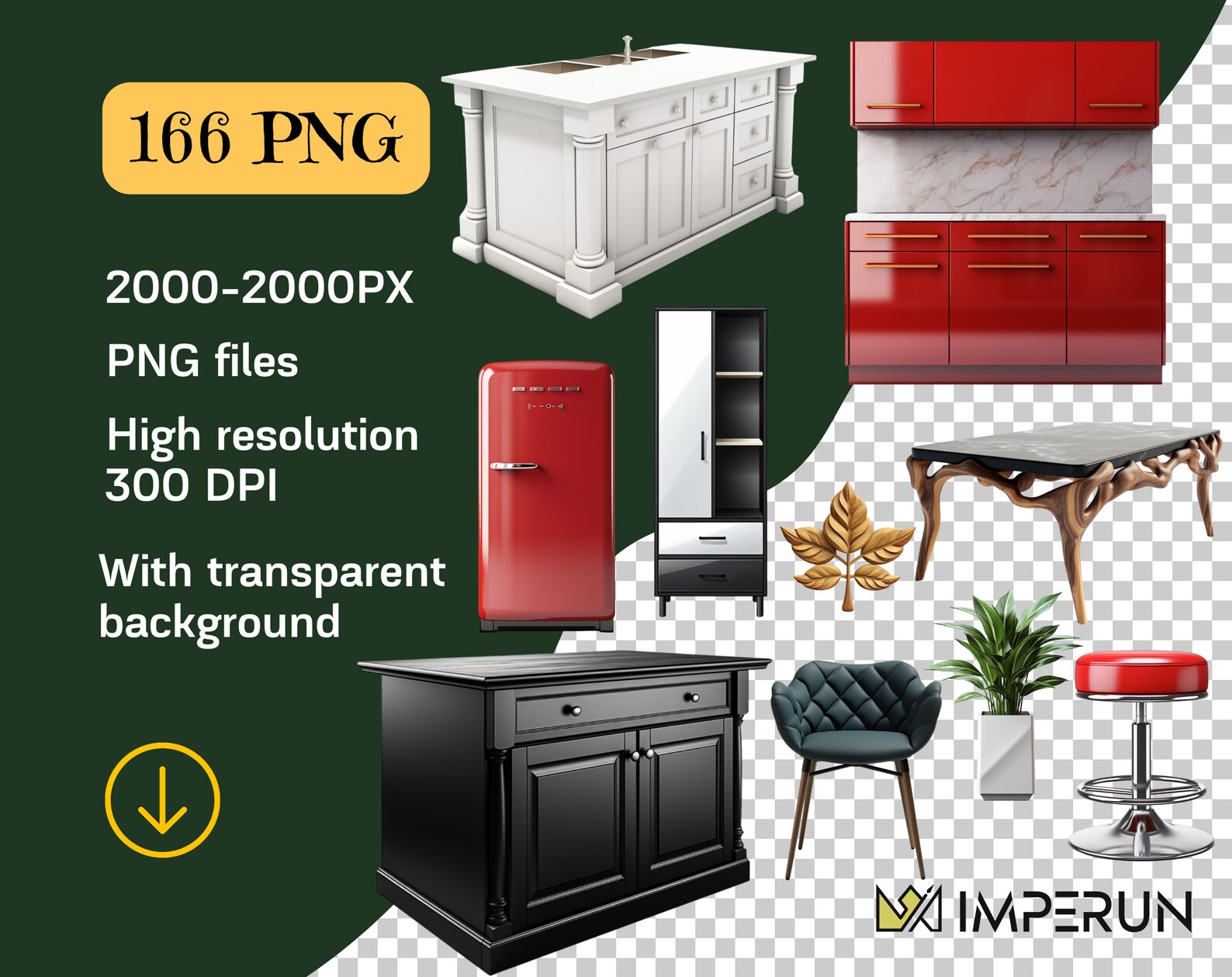 Kitchen Furniture PNG Clipart Bundle, Realistic, Sublimation Design ...