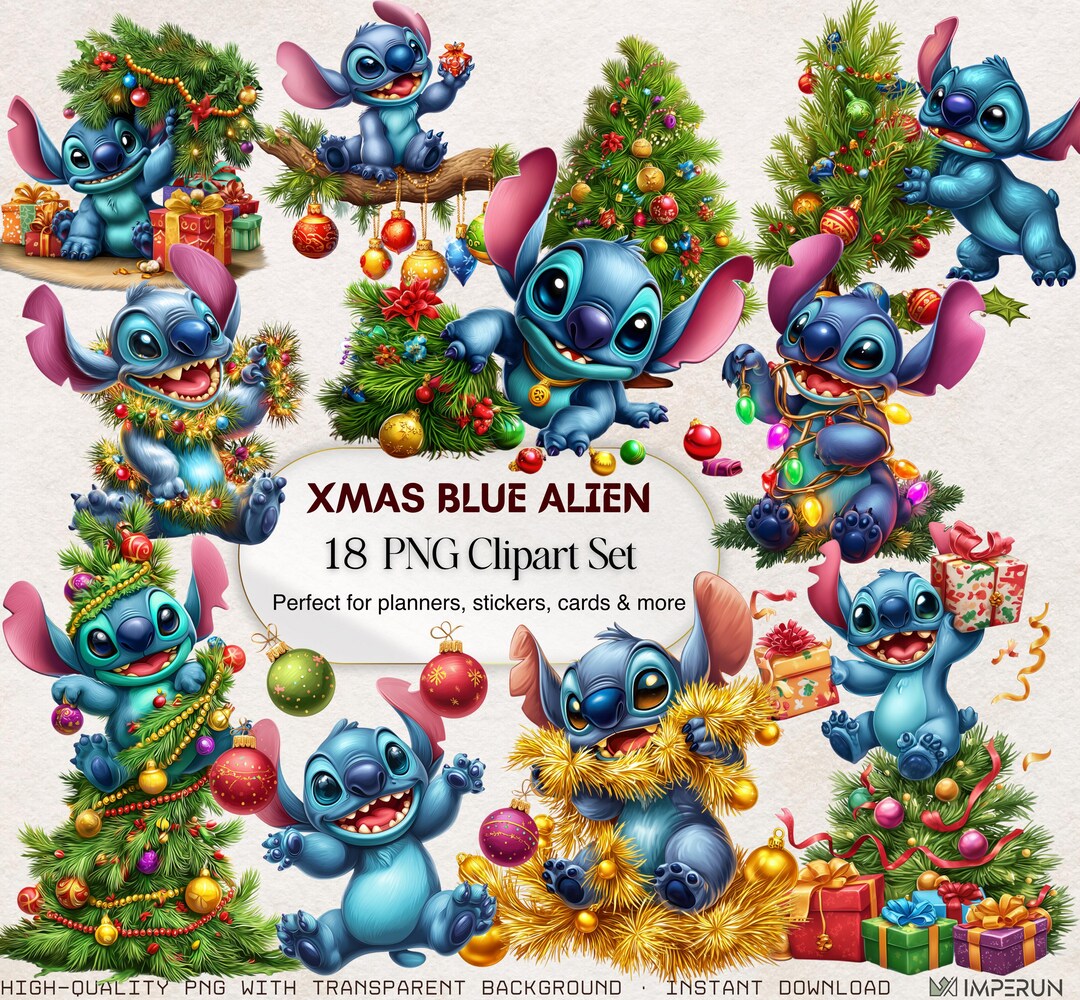 Christmas Blue Alien Clipart Set, Holiday Alien PNG (digital Download ...
