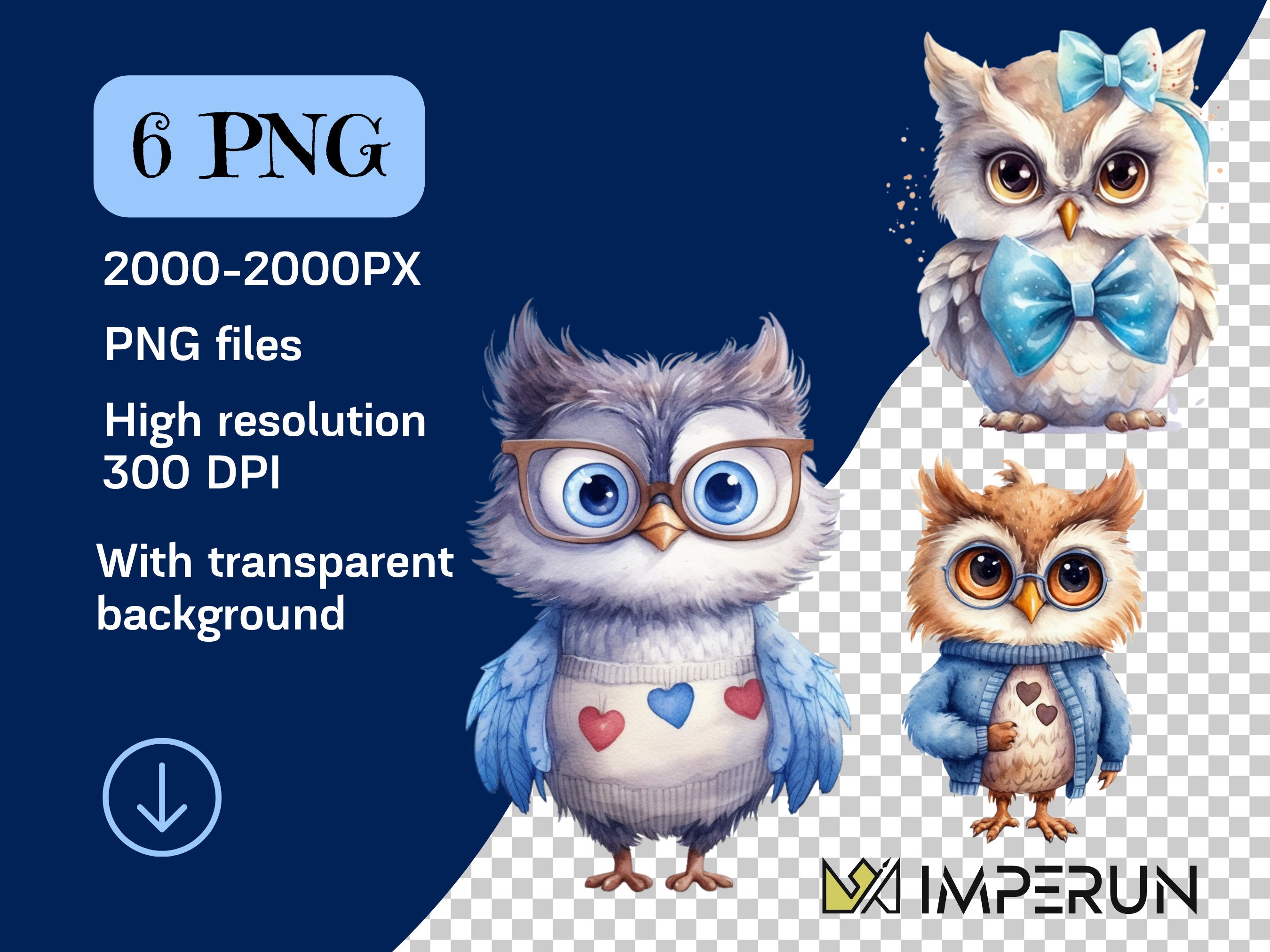 Cute Owl Clipart, Watercolor Owl, Whimsical Owls, Commercial Use ...