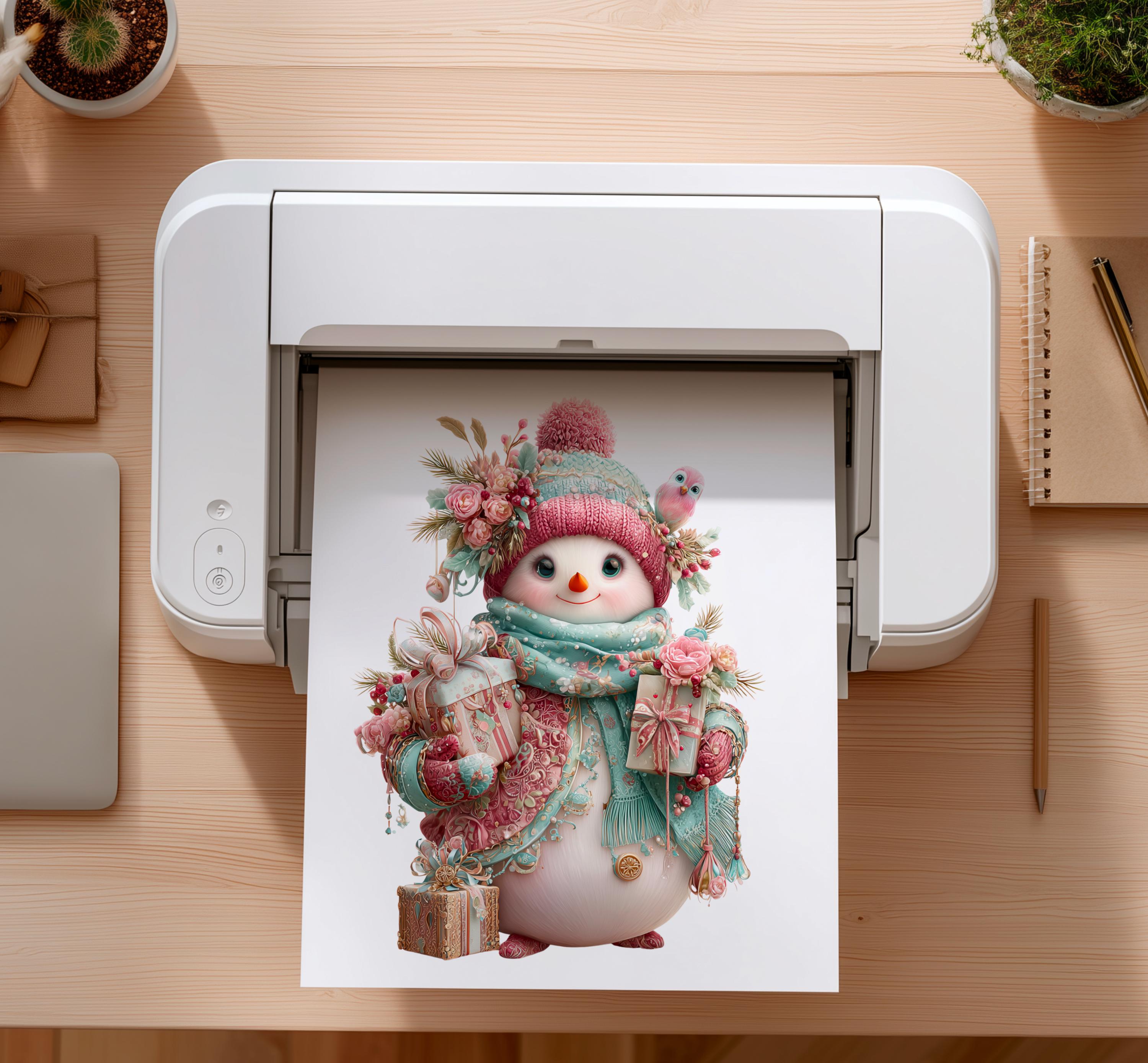 Snowman Clipart Set: 9 Christmas PNG, Winter Holiday Art (digital ...
