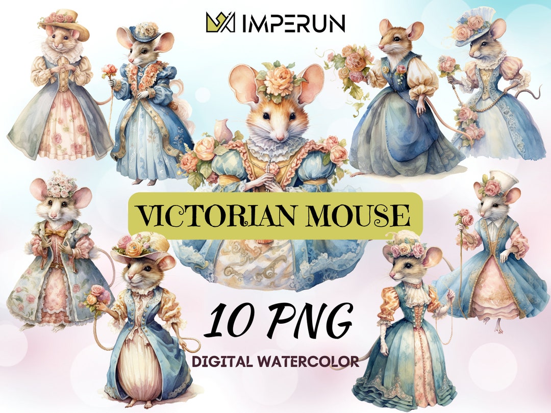 Mouse PNG Clipart, Victorian Mouse Watercolor Clipart Set 10 PNG ...