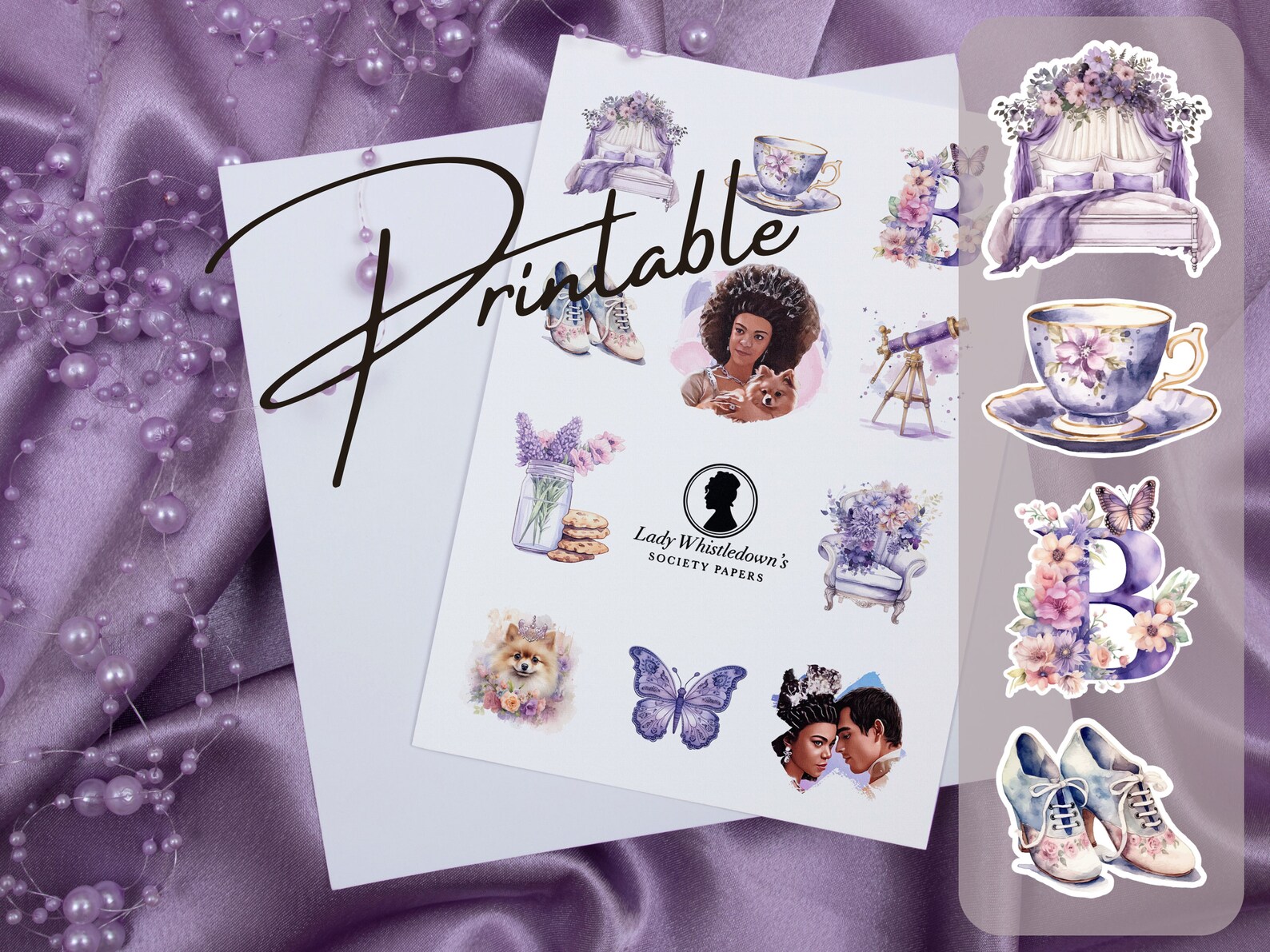 Bridgerton Clipart Set – Queen Charlotte PNG Bundle, Regency Planner ...