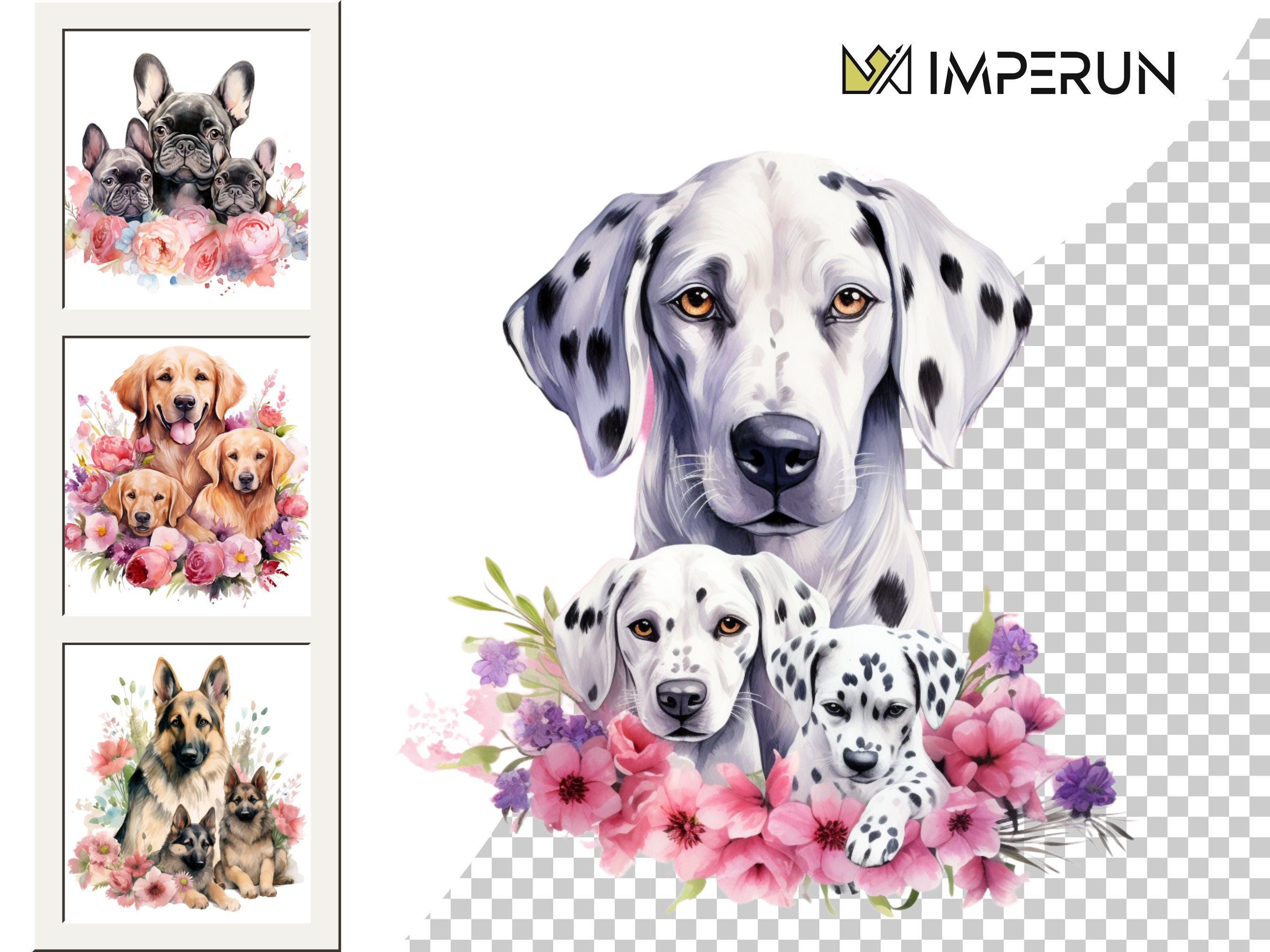 Dog Mom and Puppies Watercolor Clipart: Floral Canine Art (digital) - Etsy