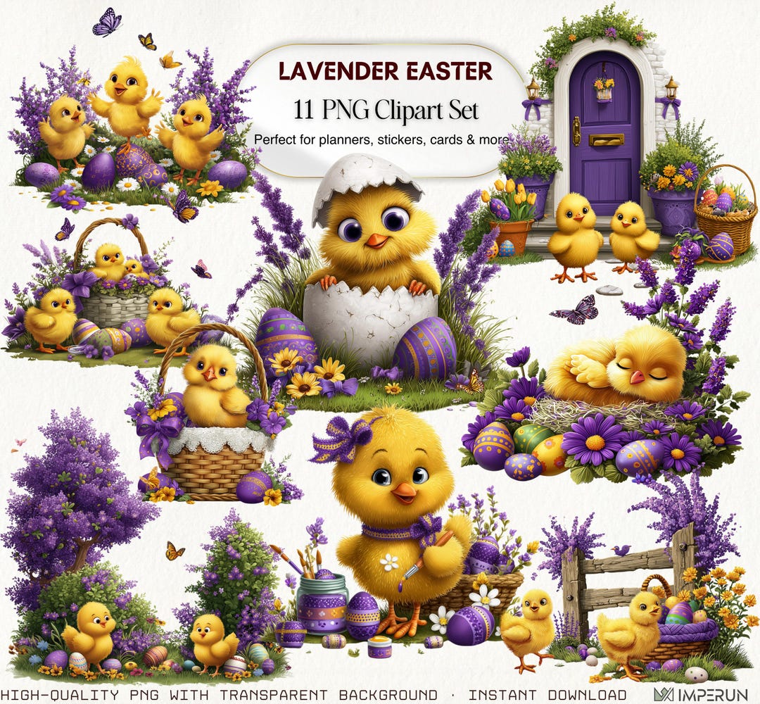 Lavender Easter Chicks Clipart Set, Spring PNG (digital Download) - Etsy