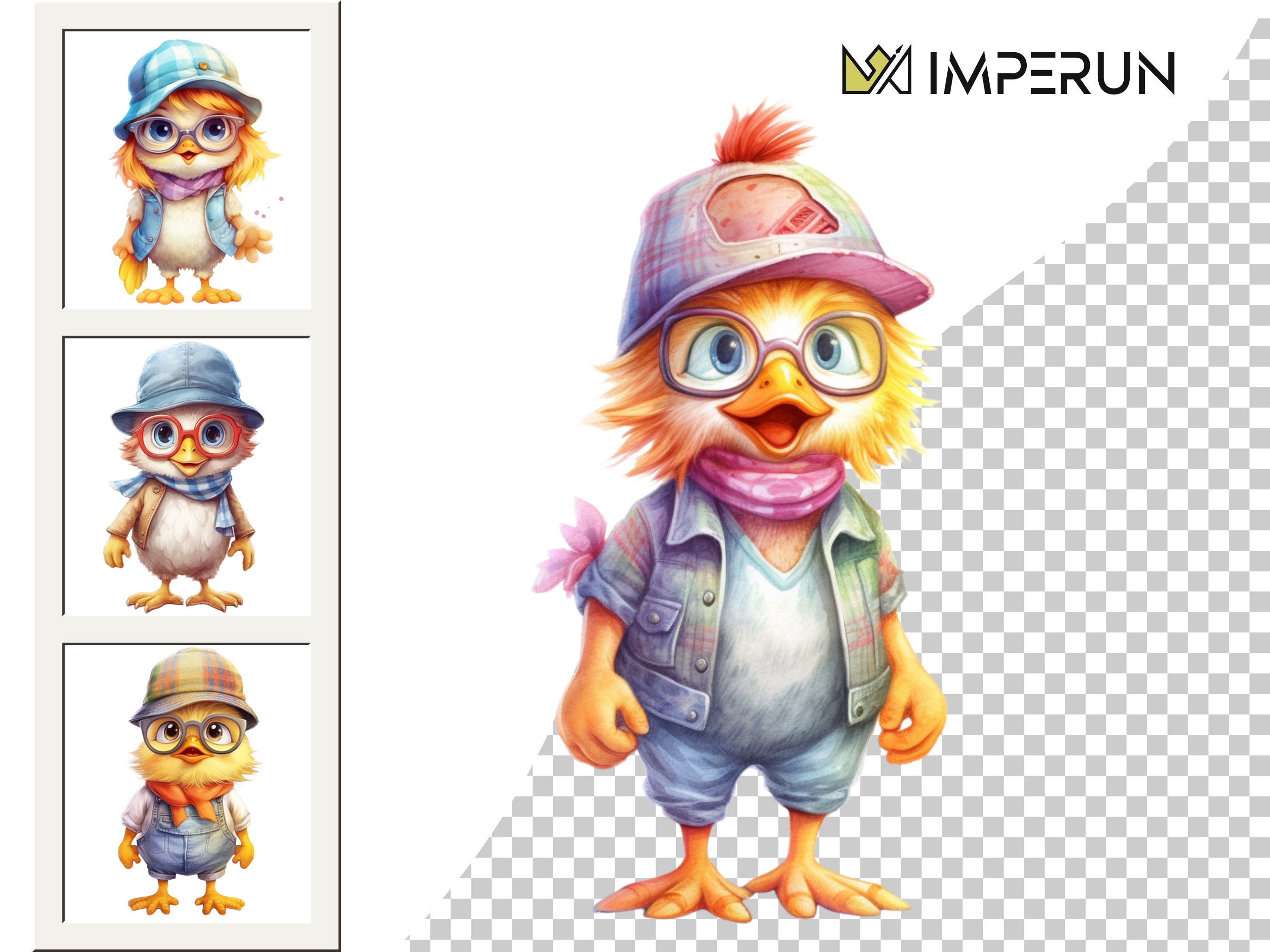 Chicken PNG, Baby Chick, Watercolor Chick Clipart, Illustrations, Cute ...