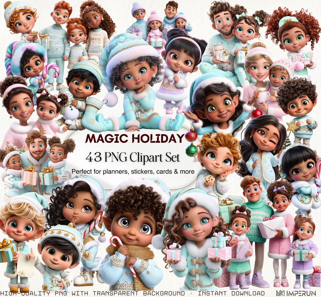 Christmas Kids Clipart Set, Holiday PNG Bundle - Etsy