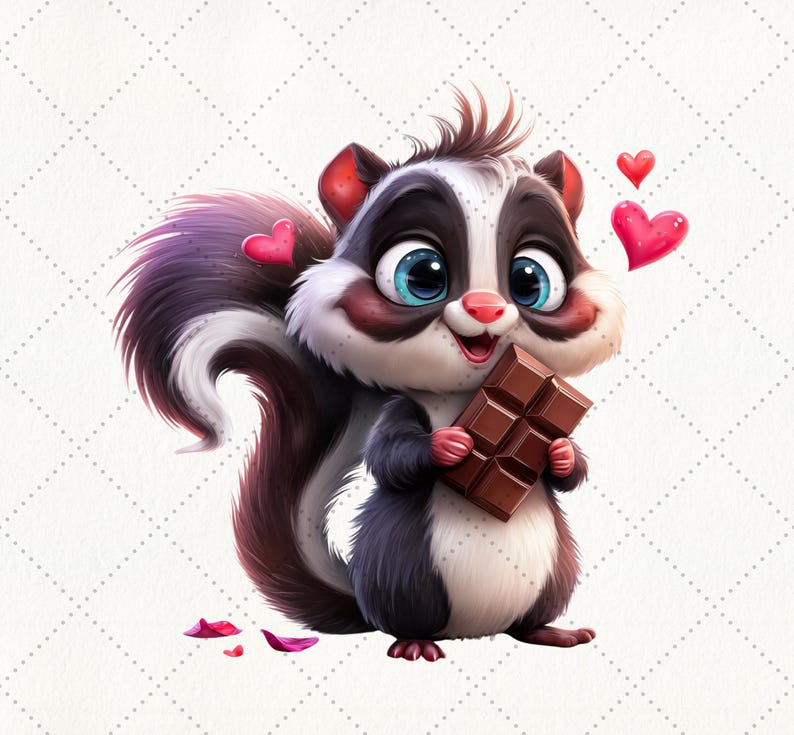 Kawaii Skunk Love Clipart Set, Valentine's Day PNG (digital Download ...