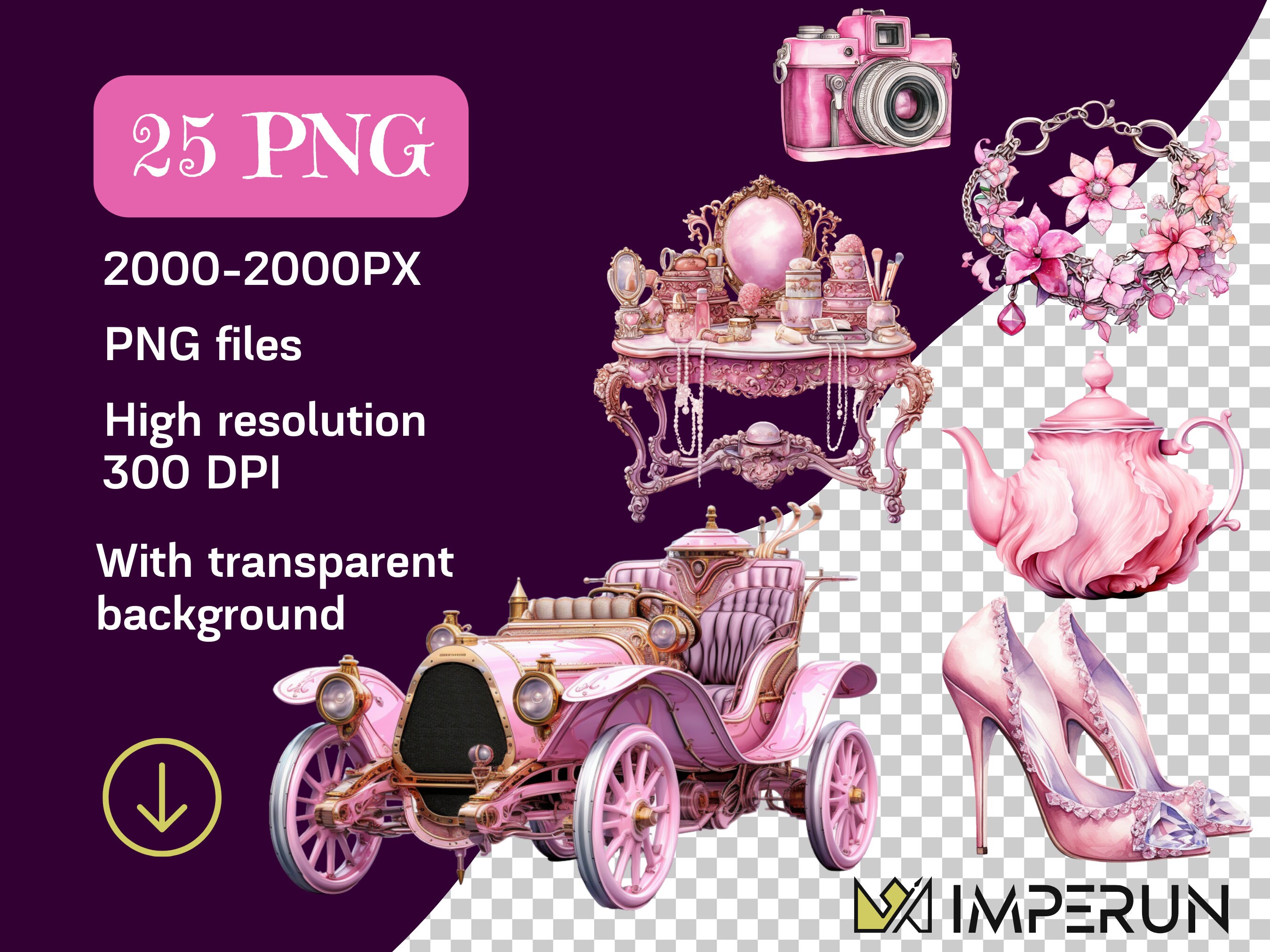 Vintage Pink Items, Pink Items Collection, Barbie-inspired, Watercolor ...