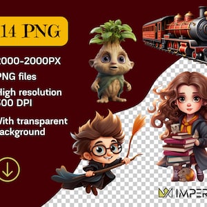 Inspired Wizard School, School of Magic, Cartoon, Clipart Bundle, Png ...